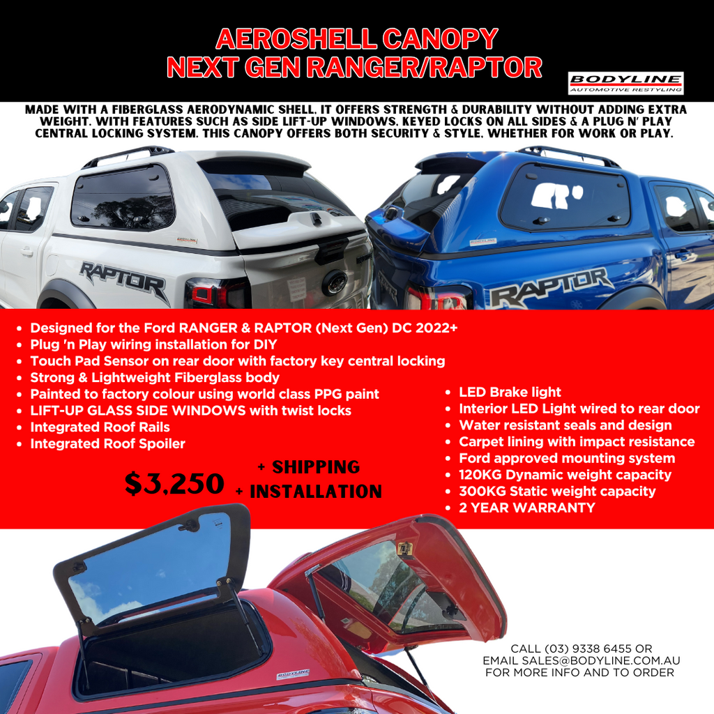 Aeroshell Canopy Ford Next Gen Ranger/Raptor – Bodyline Automotive ...