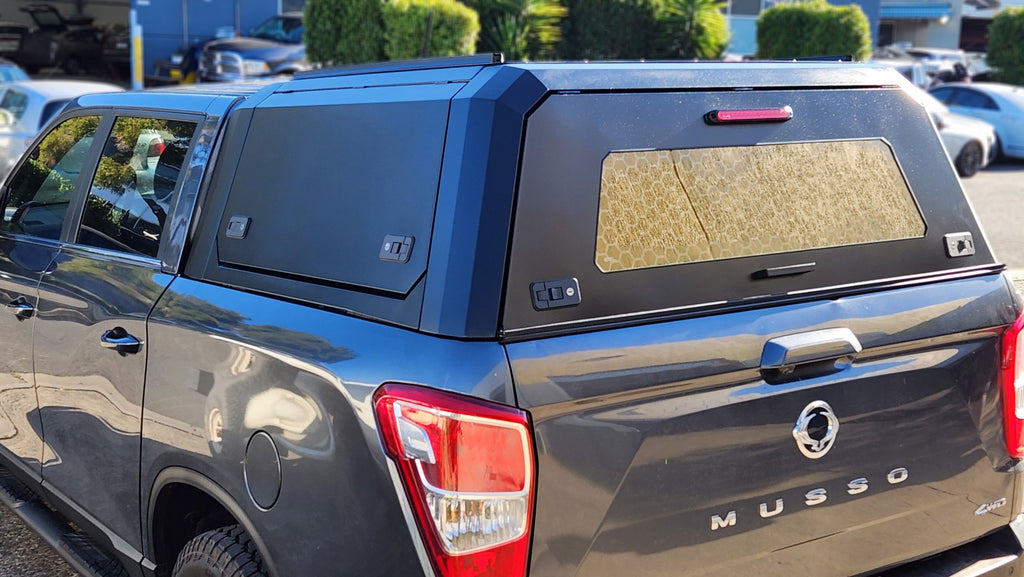 Ssangyong MUSSO SWB 2019-2025 BLACK TITAN HYBRID CANOPY - Stainless St ...