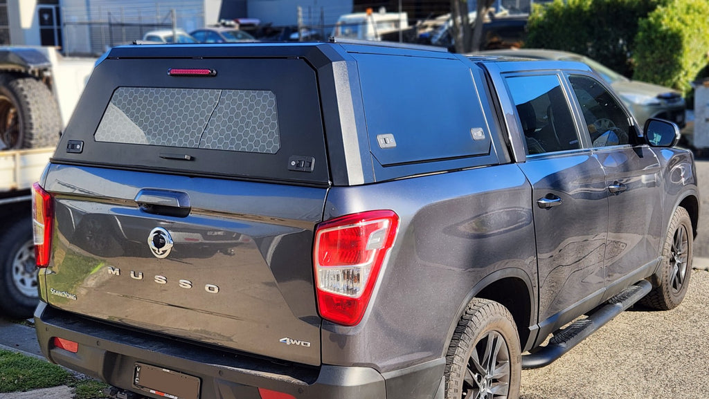 Ssangyong MUSSO SWB 2019-2025 BLACK TITAN HYBRID CANOPY - Stainless St ...