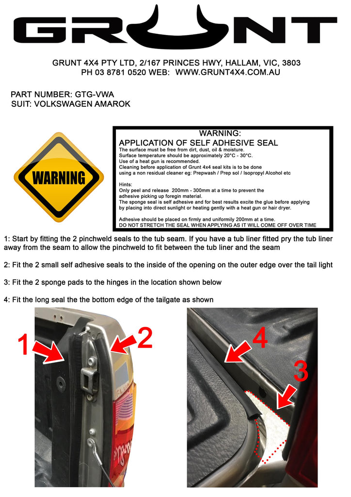 Volkswagen Amarok 2010-2022 tailgate seal kit – Bodyline Automotive ...